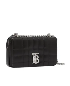Burberry Lola Quilted Leather Mini Shoulder Bag With Tb Logo - Black