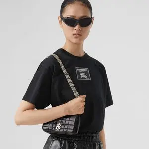 Burberry Lola Quilted Leather Mini Shoulder Bag With Tb Logo - Black