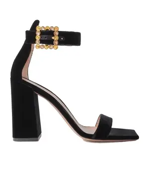 GIANVITO ROSSI Crystal-embellished Velvet Sandals
