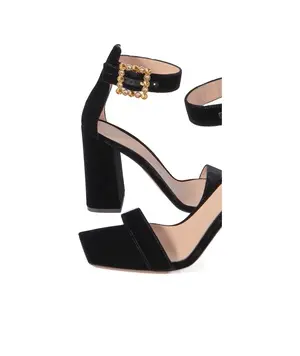 GIANVITO ROSSI Crystal-embellished Velvet Sandals