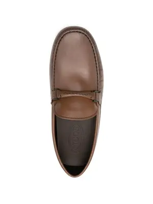 TOD'S Leather Slip-on Loafers - Brown
