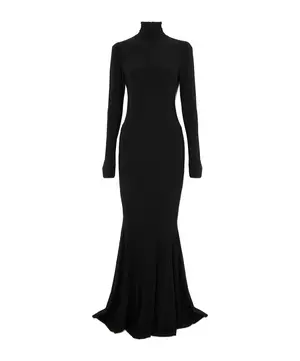 Norma Kamali Turtle Fishtail Gown - Black