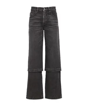 Attico Layered Baggy Jeans - Black