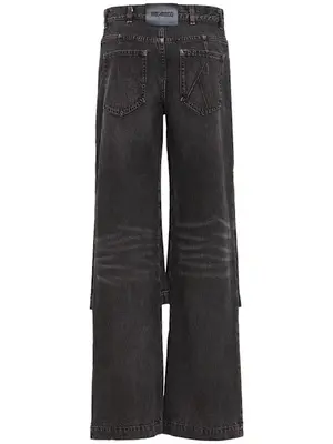 Attico Layered Baggy Jeans - Black