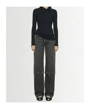 Attico Layered Baggy Jeans - Black