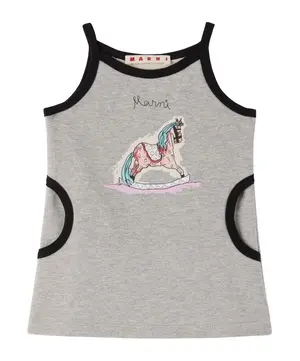 Marni Graphic Print Suspender Dress - Grey