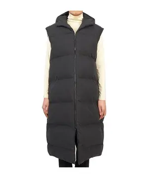 Studio Nicholson Hooded Sleeveless Cotton-padded Long Jacket - Black