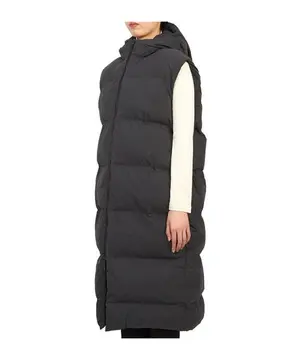 Studio Nicholson Hooded Sleeveless Cotton-padded Long Jacket - Black