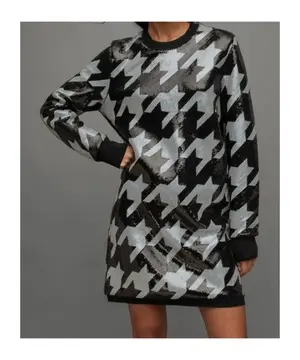 ALLSAINTS Juela Toni Sequin Houndstooth Dress