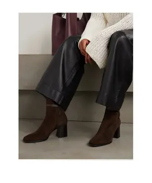 JIMMY CHOO Leather Trim Ankle Boots