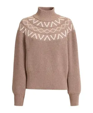 Varley Geometric Fair Isle Turtleneck Knit Sweater - Nude