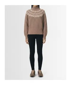 Varley Geometric Fair Isle Turtleneck Knit Sweater - Nude