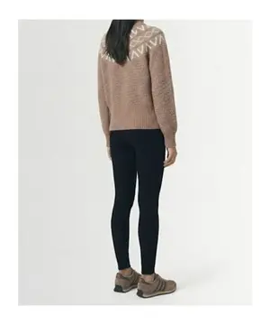 Varley Geometric Fair Isle Turtleneck Knit Sweater - Nude