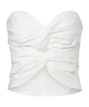 Simkhai Cornelia Cutout Ruched Cotton-blend Top - White