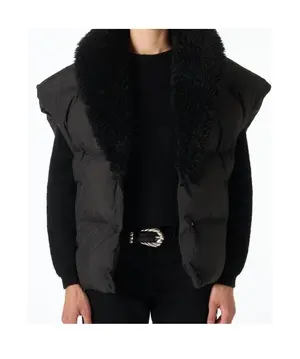 IRO PARIS Sleeveless Puffer Vest With Fur Collar