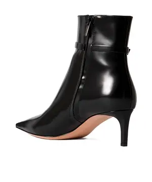 GIANVITO ROSSI Lindsay Pointed Toe Leather Ankle Boots - Black
