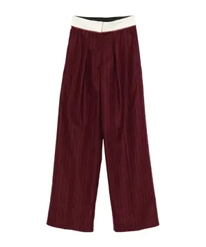 FORTE_FORTE Pinstriped Wide Leg Trousers