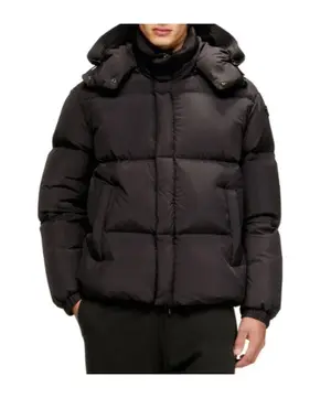 DIESEL® Quilted Down Jacket With Detachable Hood - Black