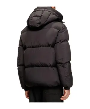 DIESEL® Quilted Down Jacket With Detachable Hood - Black