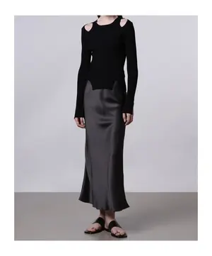 ROBERTO COLLINA Ribbed Knit Cut-out Top - Black