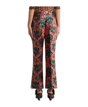 Etro Floral Motif Jacquard Flared Trousers - Brown