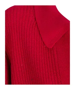 BE YOU Ribbed V-neck Knitted Polo Top
