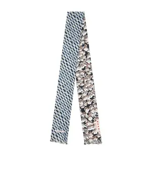 Marni Black Silk Scarf With Contrast Prints - Multicolor