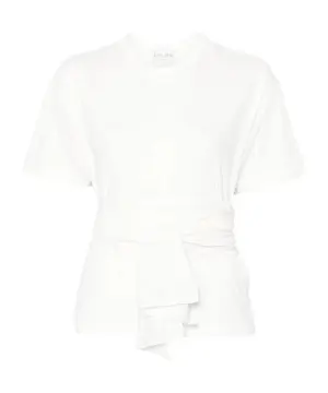 FORTE_FORTE Round Neck Self-tie T-shirt