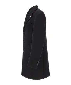 MANUEL RITZ Notched Lapel Wool Coat - Black
