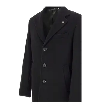 MANUEL RITZ Notched Lapel Wool Coat - Black