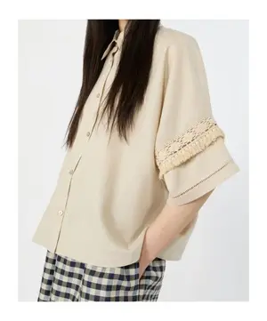 Max Mara Short-sleeved Buttoned Shirt With Lace Detail