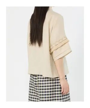 Max Mara Short-sleeved Buttoned Shirt With Lace Detail