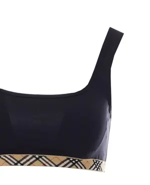Burberry Samphire Check Crop Bikini Top