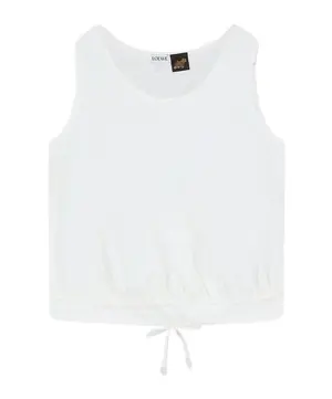 LOEWE Loewe Drawstring Waist Crewneck Top With Anagram Pebble Pattern