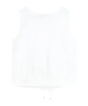 Loewe Drawstring Waist Crewneck Top With Anagram Pebble Pattern - White