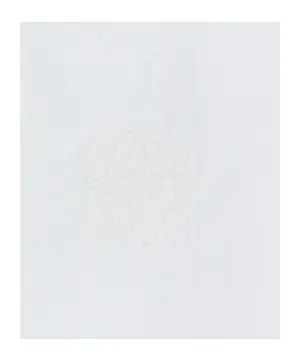 Loewe Drawstring Waist Crewneck Top With Anagram Pebble Pattern - White