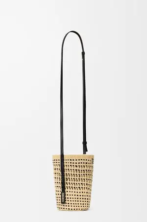Loewe Braided Drawstring Basket Bag - Natural/black