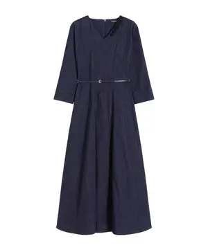 Max Mara Max Mara Embellished V-Neck Midi Denim Dress Midnight Blue