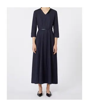 Max Mara Embellished V-neck Midi Denim Dress - Midnight Blue