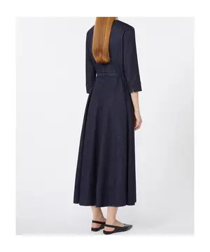 Max Mara Embellished V-neck Midi Denim Dress - Midnight Blue