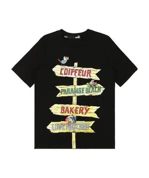 Moschino Round Neck Printed T-shirt - Black