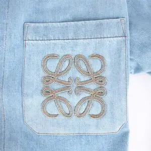 Loewe Anagram-embroidered Short-sleeved Shirt - Washed Blue