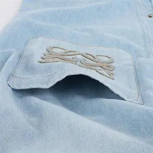 Loewe Anagram-embroidered Short-sleeved Shirt - Washed Blue