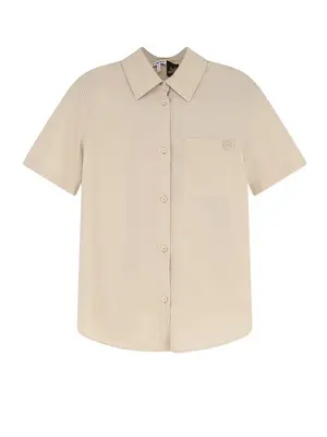 Loewe Short-sleeved Buttoned Shirt With Embroidered Pocket - Light Beige
