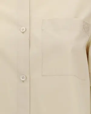 Loewe Short-sleeved Buttoned Shirt With Embroidered Pocket - Light Beige