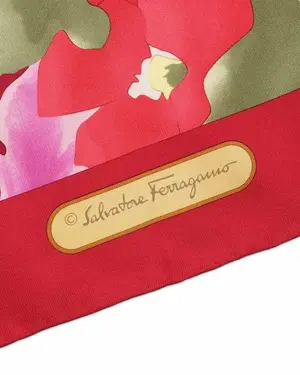 FERRAGAMO Printed Square Silk Scarf - Red