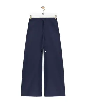 Loewe Drawstring Wide Leg Trousers With Logo Detail - Navy