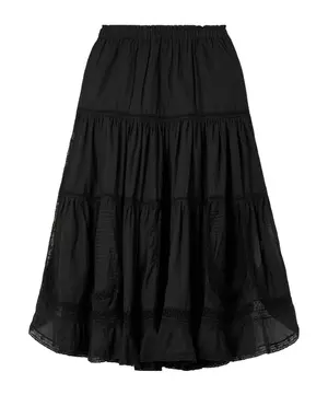 Sea Layered Lace Midi Skirt