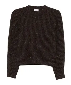 Brunello Cucinelli Ribbed Knit Pullover With Metallic Accents