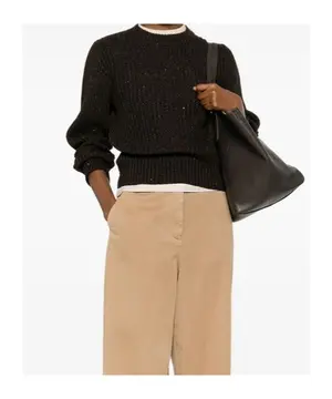 Brunello Cucinelli Ribbed Knit Pullover With Metallic Accents